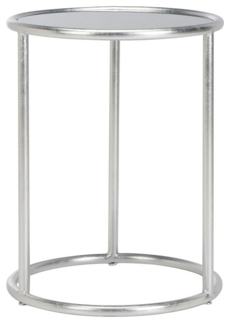 Harris Glass Top Silver Accent Table Silver/Gray - Contemporary - Side ...