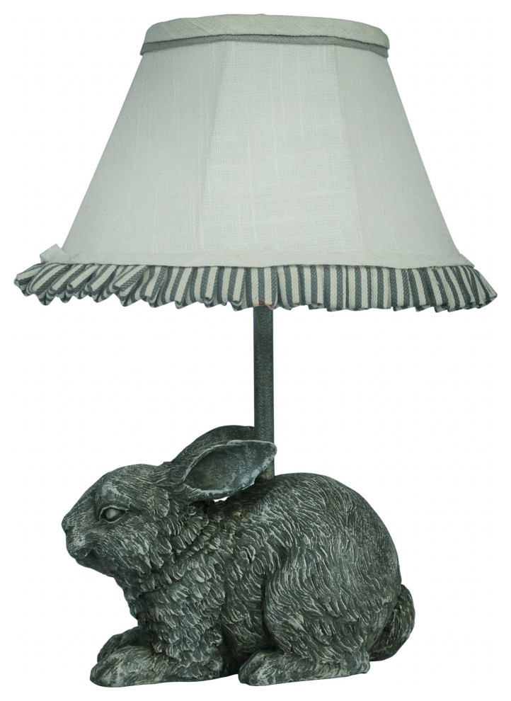 HomeRoots Love Bunny Accent Lamp With Ruffled Shade - Farmhouse - Table ...
