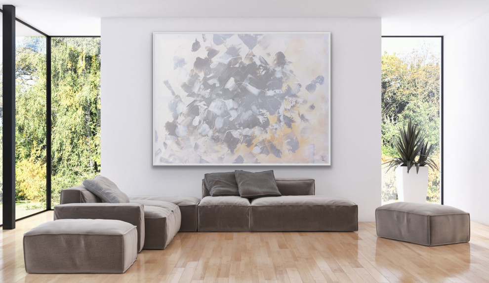 Iceburg' 48x60 inch white abstract Original Large Modern Painting MADE ...