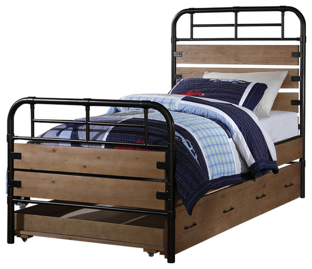 Adams Bed, Antique Oak, Twin, Trundle Not Included - Industrial - Panel ...