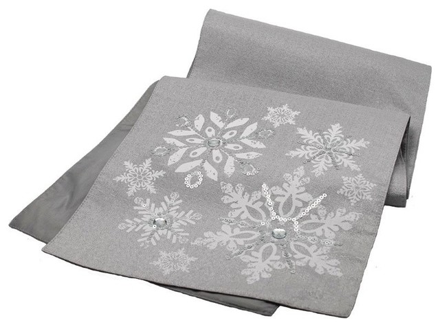 Glistening Snow Christmas Table Runner, 13''x36'' - Contemporary ...