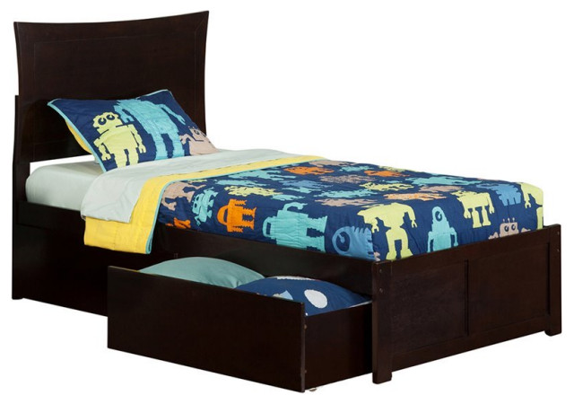 AFI Metro Twin XL Solid Wood Bed with Storage Drawers in Espresso, Twin ...