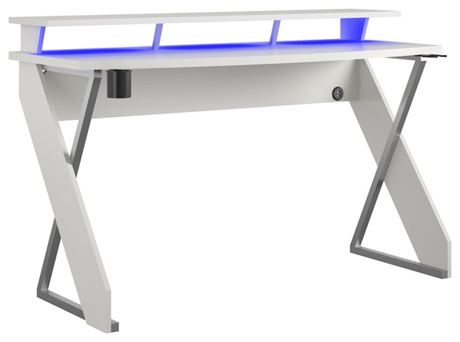 NTense Xtreme Gaming Desk with Riser in White - Contemporary - Desks ...