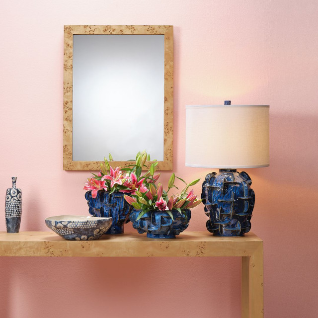 Modern Sculpture Organic Shape Table Lamp 30 in Cobalt Blue Ceramic ...