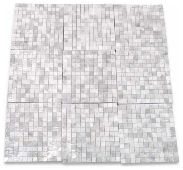 Carrara White Marble 1x1 Square Mosaic Tile Polished Venato Bianco, 1 ...