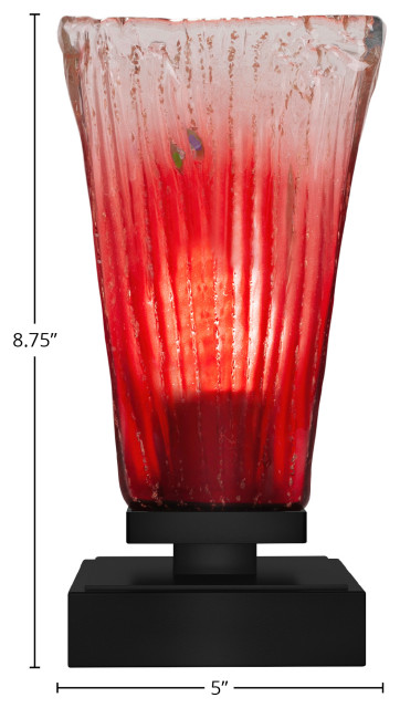 Luna 1-Light Table Lamp, Matte Black/Square Raspberry Crystal ...