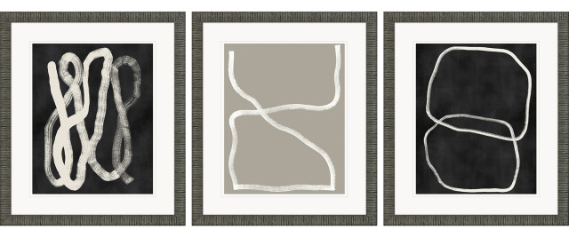 Naive Lines II Artwork, 3-Piece Set - Contemporary - Prints And Posters ...