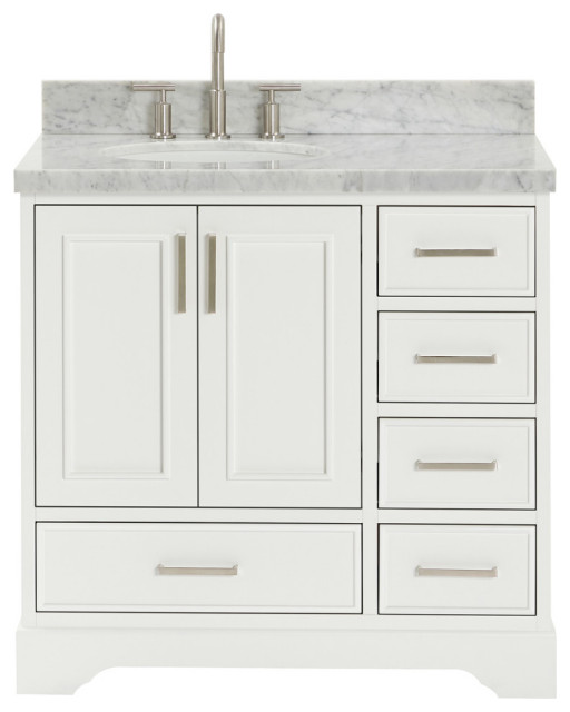 Ariel Stafford 37" Single Left Offset Oval Sink Bathroom Vanity ...