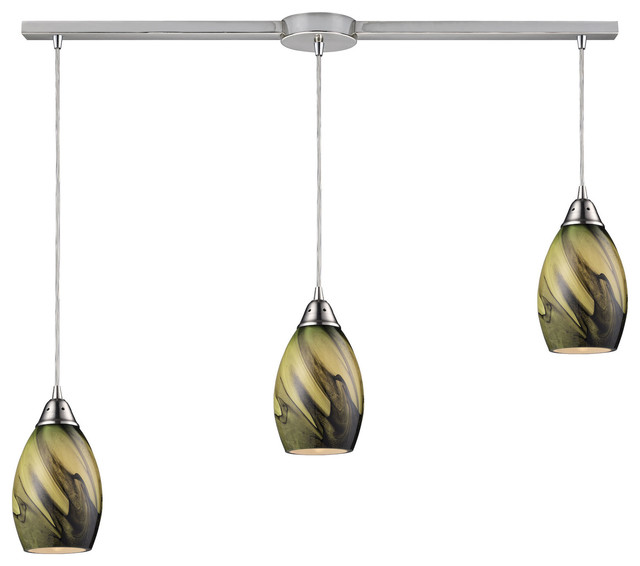 Satin Nickel/Ashflow 3-Light Pendant Formations Collection ...