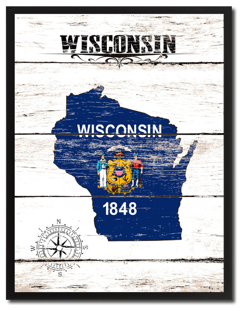 Wisconsin State Flag Canvas, 28"x37", 13"x17" - Contemporary - Prints ...