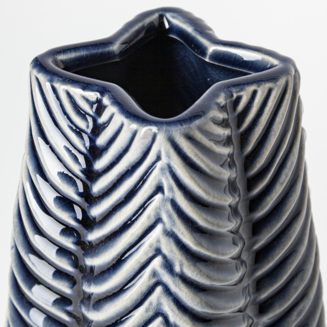 10" Navy Blue Glaze Layered Patterned Star Vase - Contemporary - Vases ...