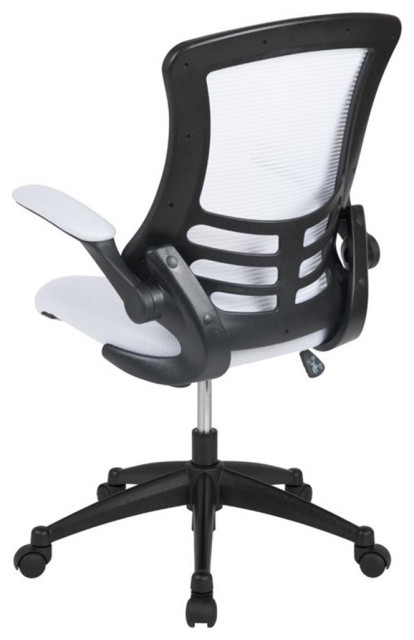 Pemberly Row Contemporary Mid Back Mesh Office Swivel Chair in White ...