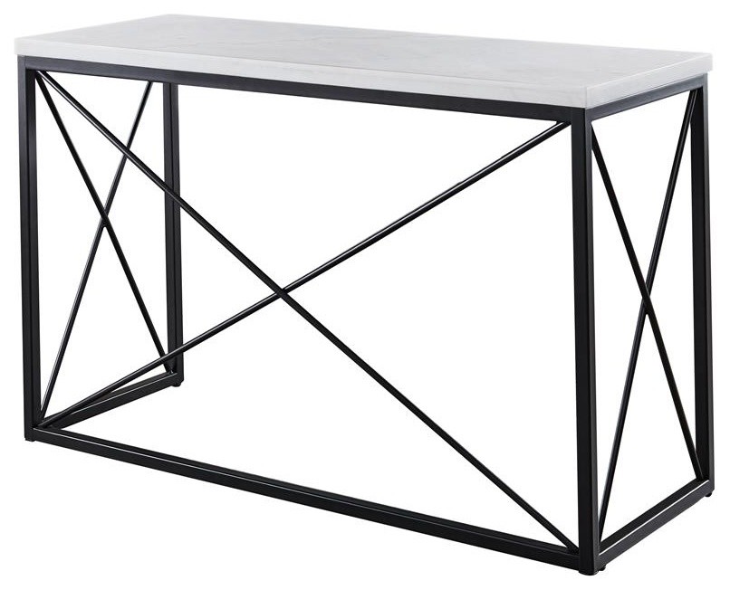 Skyler White Marble Top Rectangle Sofa Table - Transitional - Console ...