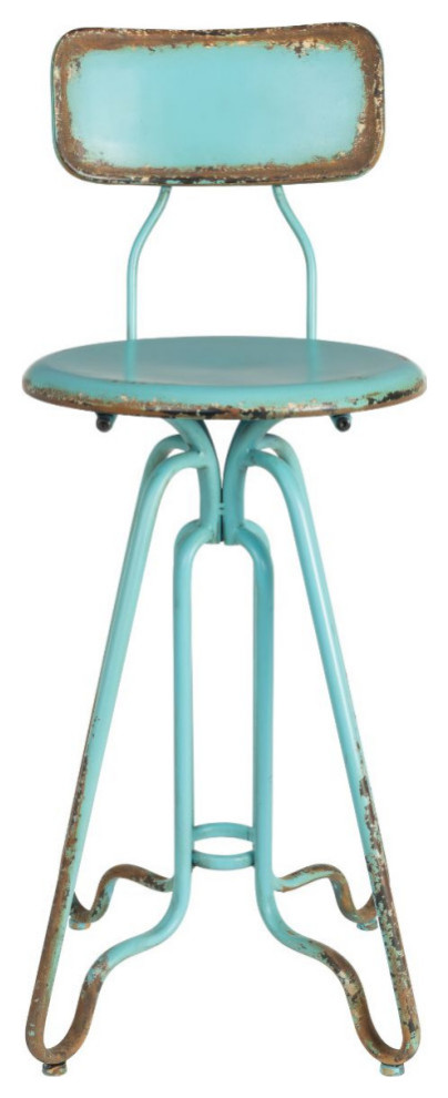 Vintage Turquoise Counter Stool | Dutchbone Ovid - Industrial - Bar ...