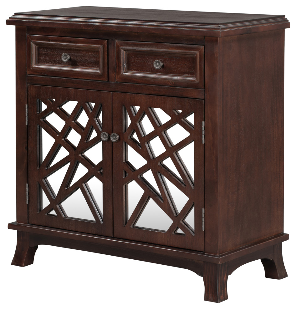 Wood Double Door Accent Cabinet with 2 Drawers, 30'' X 14 ...