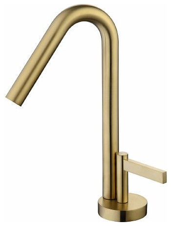 Farmhouse High-Arch Brushed Gold Single Hole Bathroom Faucet - Contemporary - Bathroom Sink ...