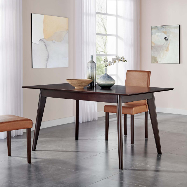 Dining Table, Rectangular, Wood, Drak Brown, Modern, Cafe Bistro ...