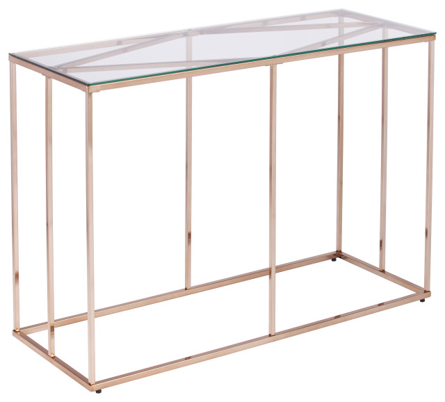 Nicholese Contemporary Glass-Top Console Table, Champagne ...