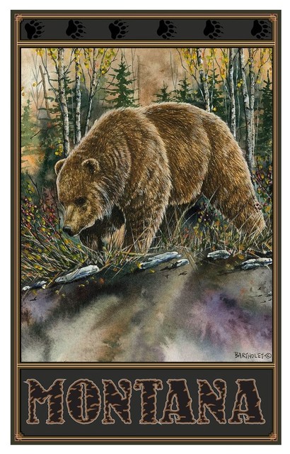 by Artist Dave Bartholet Montana Grizzly Huckleberry Art Print, 30"x45 ...