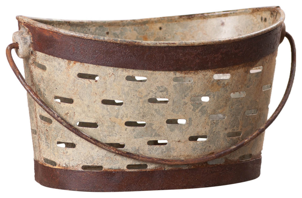 Oval Olive Bucket - Farmhouse - Baskets - by Market Man Online LLC | Houzz