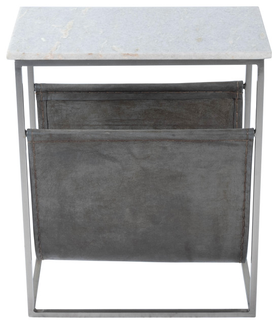 Edie Marble and Leather Magazine Side Table - Contemporary - Side ...