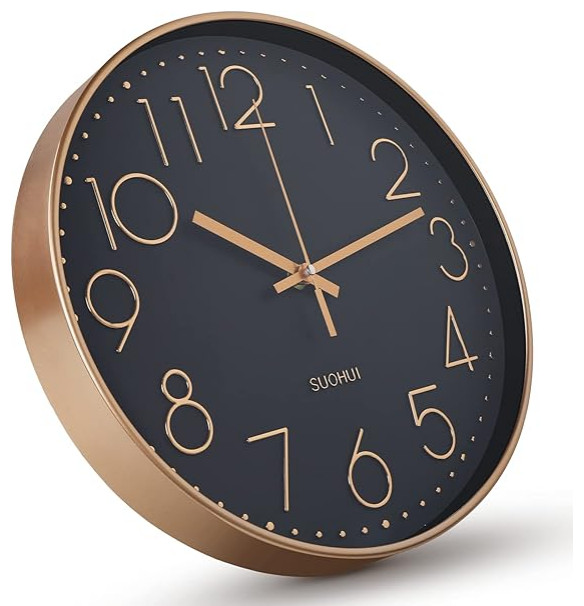 Silent Wall Clock 12" Non-Ticking Wall Clocks Battery Operated ...