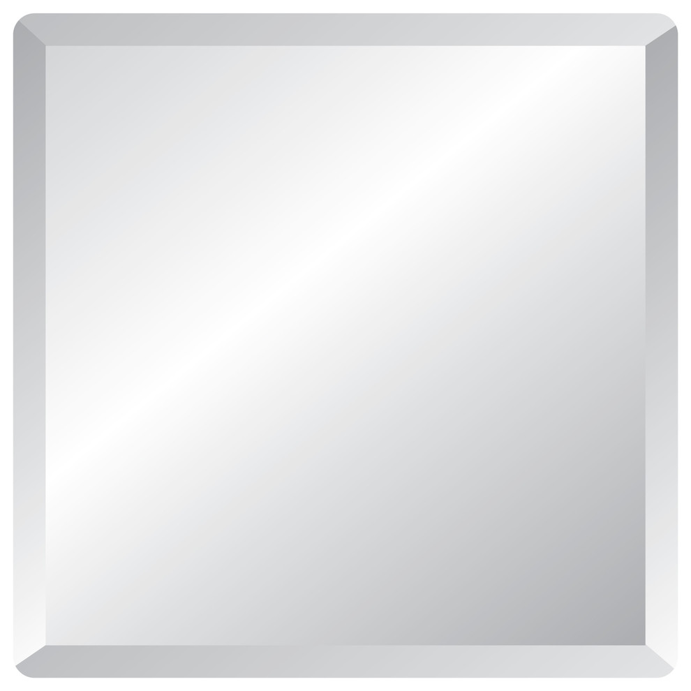 Square Frameless Mirror with Polished Beveled Edges - Contemporary ...