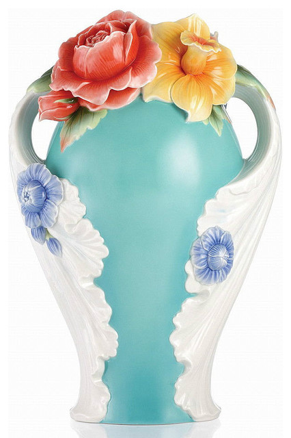 Franz Porcelain Collection Versailles Garden Rose Vase - Traditional ...