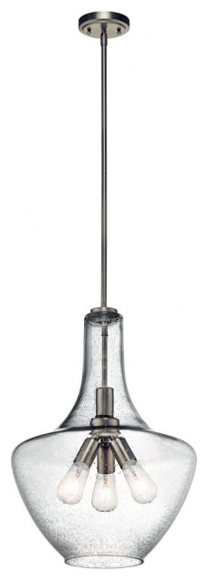 3 Light Contemporary Large Bell Shade Pendant Light Fixture Clear ...