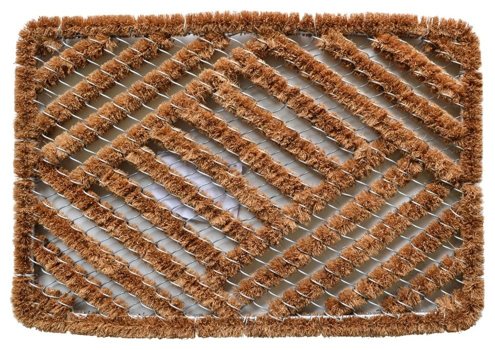 Imports Decor Coir And Metal Overlapping Cross hatch Door Mat In Brown ...