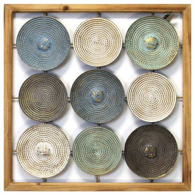 HomeRoots Distressed Multi Color Metal Plates, Frame Wall Art ...