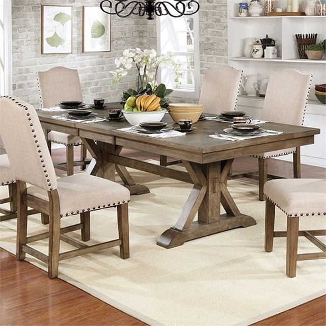 Furniture of America Kora Rustic Wood Extendable Dining Table in Rustic ...