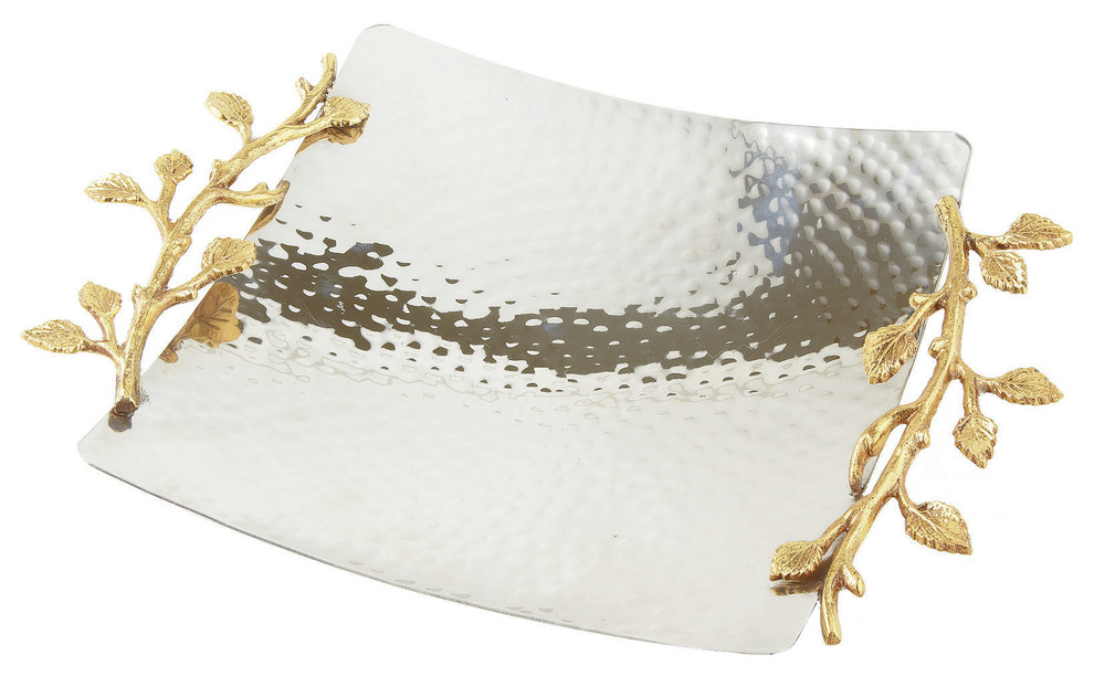 Elegance Gilt Leaf Square Tray - Contemporary - Serving Trays - by ...