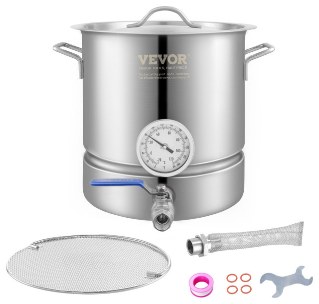 VEVOR Stainless Steel Home Brew Kettle Set 5 Gal Beer Stock Pot with ...