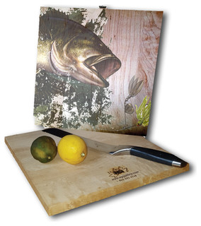 "Bass" Cutting Board, 12"X12" - Rustic - Cutting Boards - by WGI-GALLERY