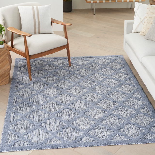 Nourison Easy Care NES01 Area Rug, Denim Blue, 6' x 9' - Contemporary ...