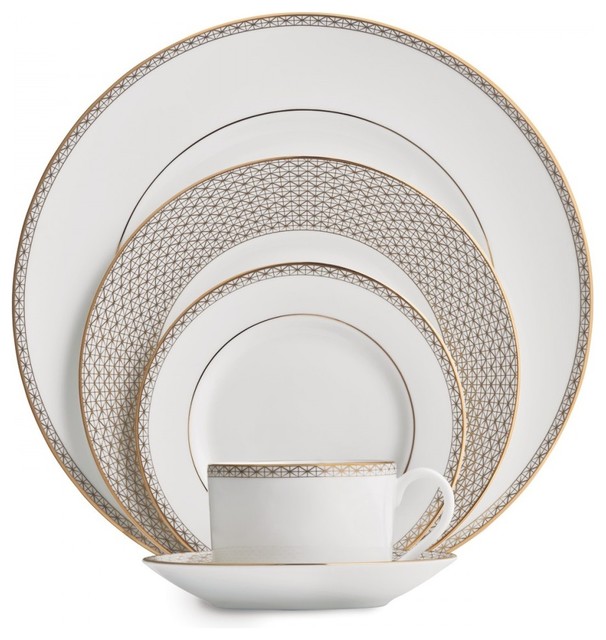 Waterford Lismore Diamond Gold 5-Piece China Setting, Set of 8 ...