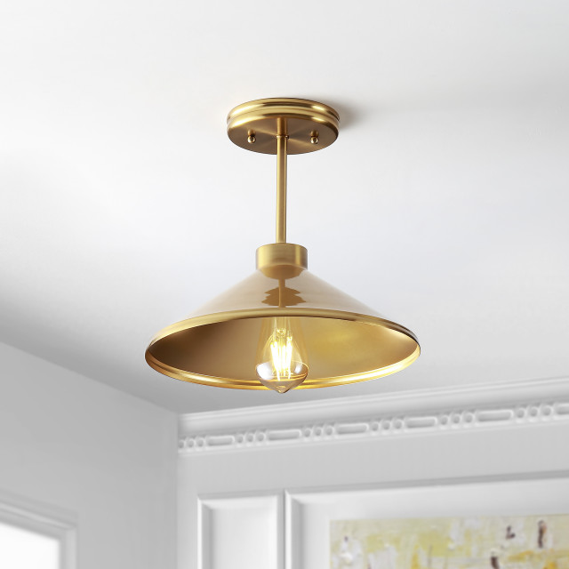 Cisco 11.75" Iron Modern Farmhouse LED Pendant, Brass by JONATHAN Y ...