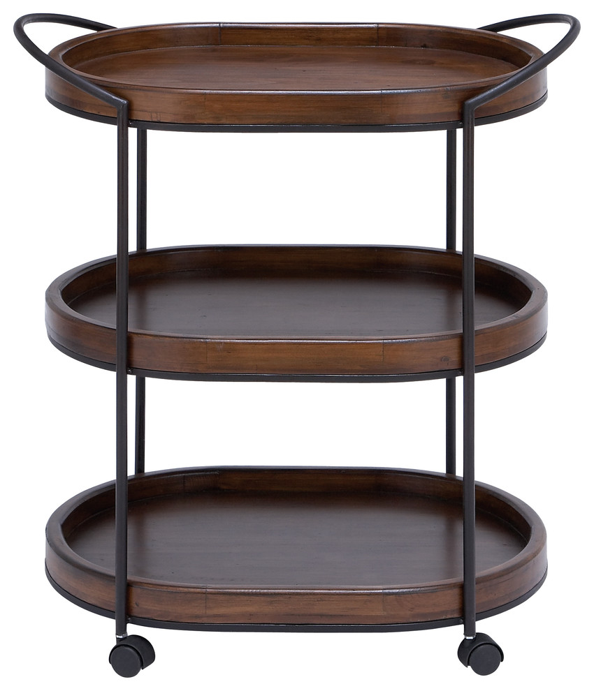 Traditional Brown Wood Bar Cart 50469 - Industrial - Bar Carts - by ...