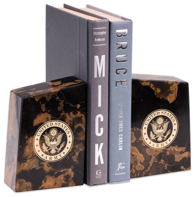 US Army Seal Genuine Marble 6" Tall Pair Of Army Bookends ...