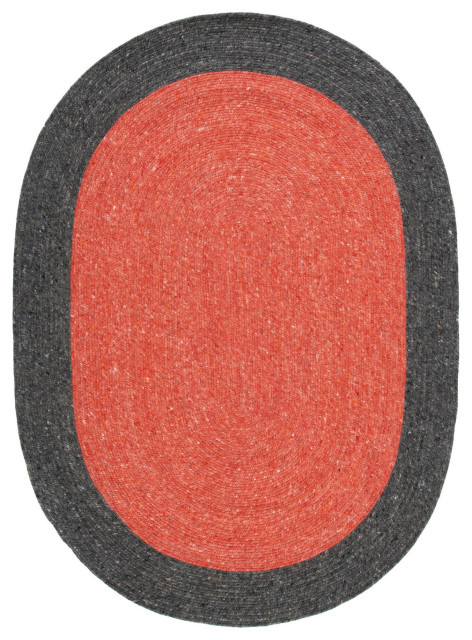 Hand-Woven Braided Oval Area Rug, Classy Farmhouse Design, Solid Border ...