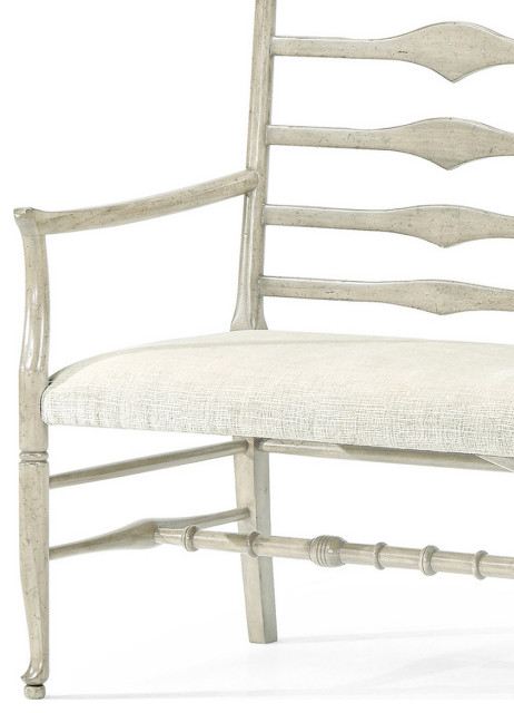 Country Ladder Back Whitewash Bench - French Country - Accent And ...