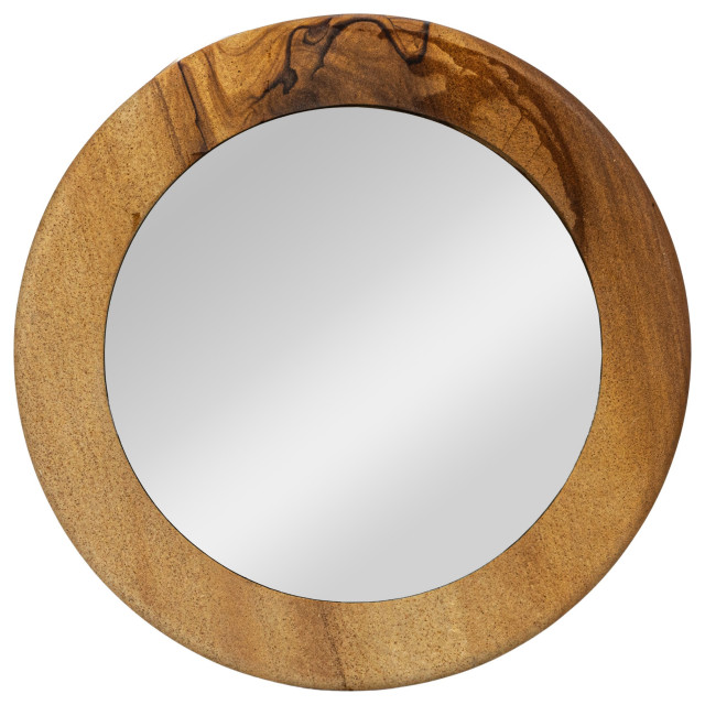 Round Sandstone Wall Mirror, Natural - Contemporary - Wall Mirrors - by ...