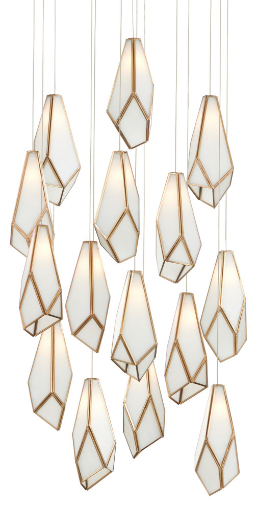 Glace White Round 15-Light Multi-Drop Pendant - Transitional - Pendant ...