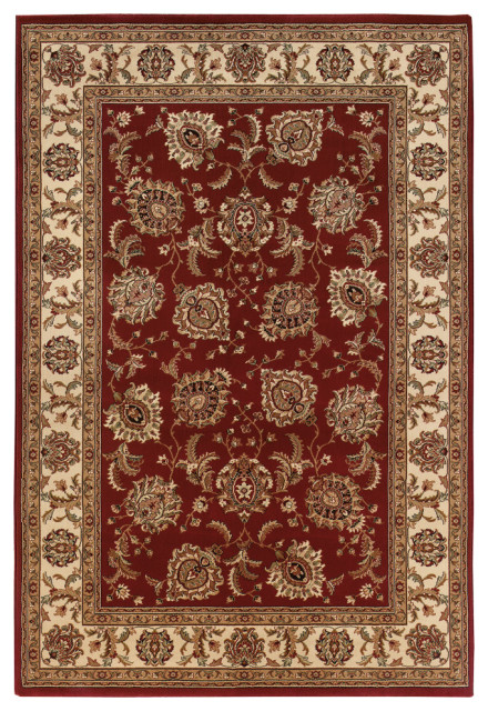 Aiden Traditional Vintage Inspired Red/Ivory Rug, 5'3" x 7'9 ...