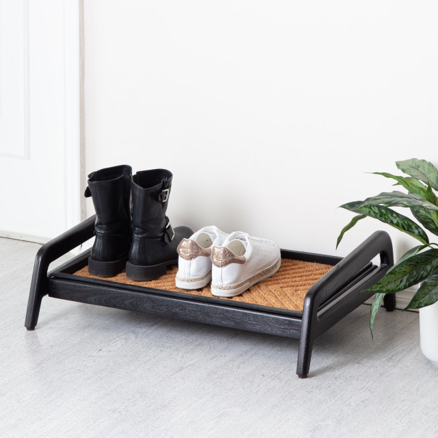 Double-Tier Stand, 2-Pair Rubber Boot Tray - Midcentury - Shoe Storage ...