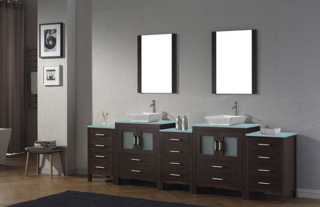 Dior 110" Double Bathroom Vanity Set, Espresso - Contemporary ...