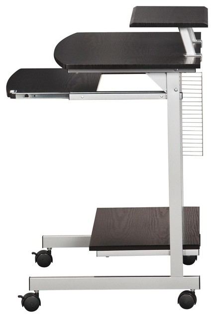 Compact Computer Cart With Storage, Espresso - Contemporary - Desks And ...