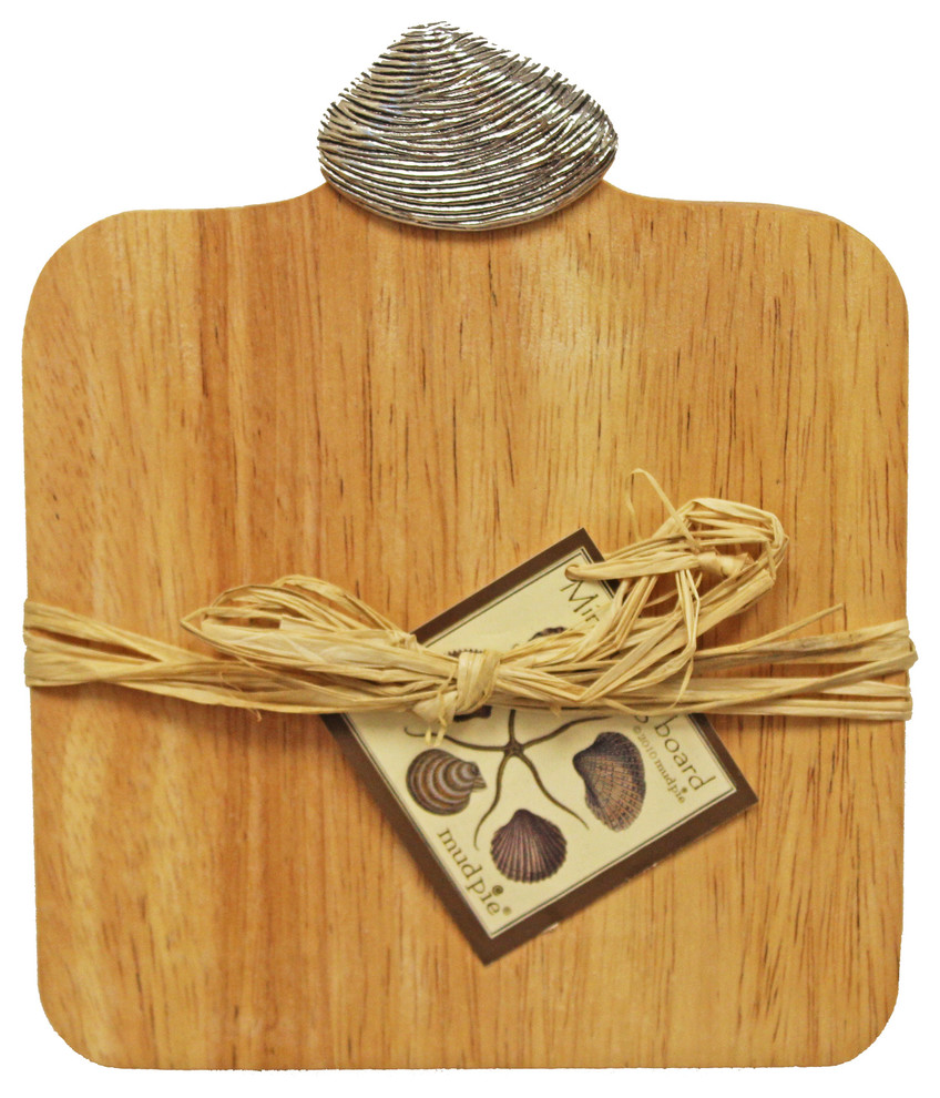 Nautical Coastal Clam Seashell Wood Bar Cutting Board - Beach Style ...