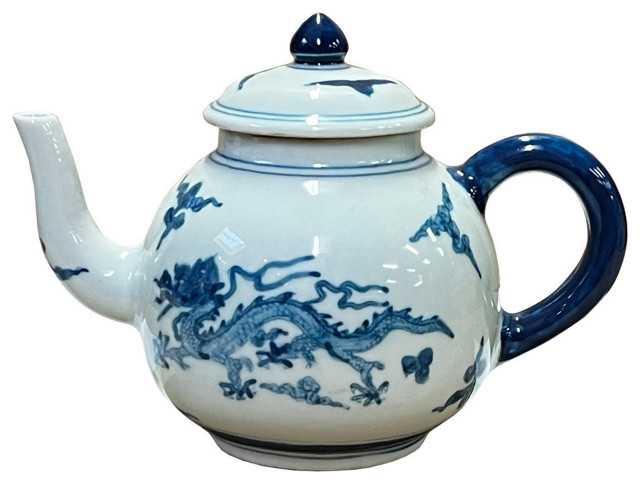 Small Chinese Blue White Porcelain Scenery Teapot Display Art Hws2879 ...